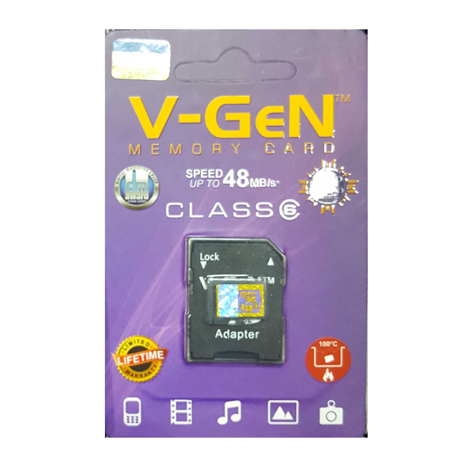 Jual MicroSD V-GeN 4GB Class 6 48MB/S + Adapter (Memory HP VGEN)
