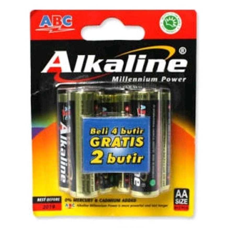 Jual Baterai ABC Alkaline AA / A2 LR6 1.5V 4+2 Battery Original