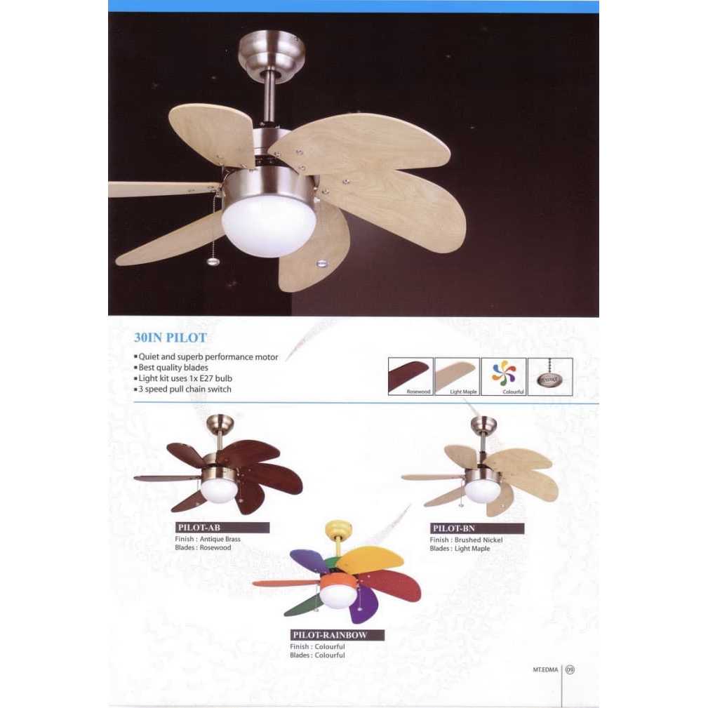 Jual Ceiling Fan Dengan lampu Hias MT.EDMA 30IN PILOT Yang Hemat