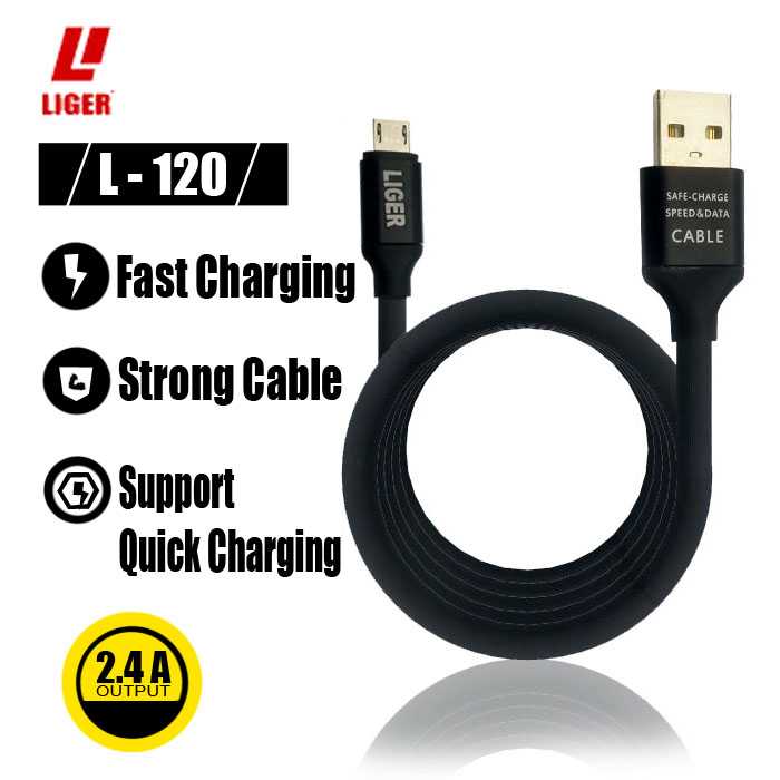 Jual KABEL DATA LIGER L-120 MICRO USB FAST CHARGING 2.4A ORIGINAL