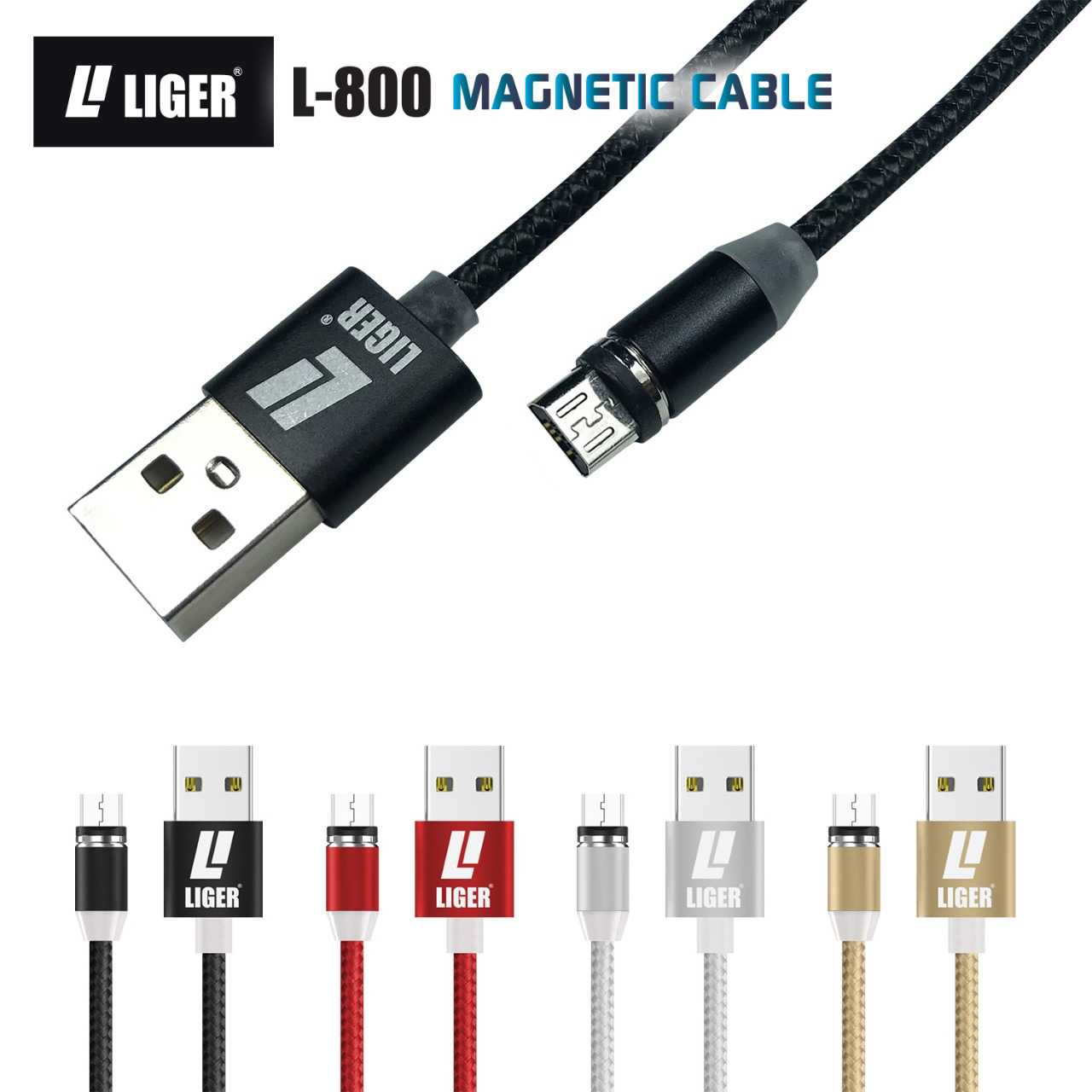 Jual LIGER kabel charger magnetic LED 1meter fast charging Micro