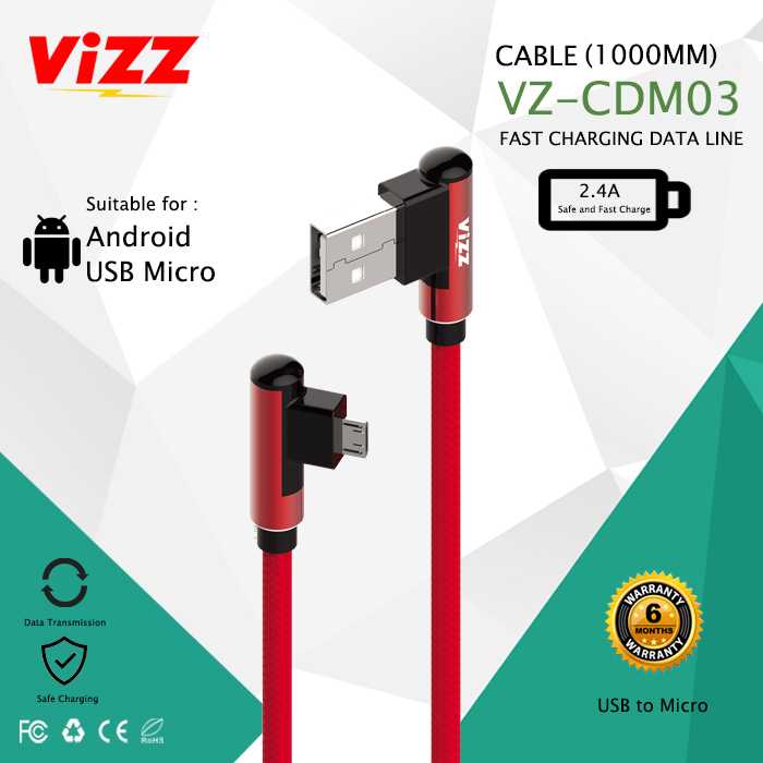 Jual Cable Data VZCDM03-V8 VIZZ Kabel Data Micro 100 cm | Jakmall.com