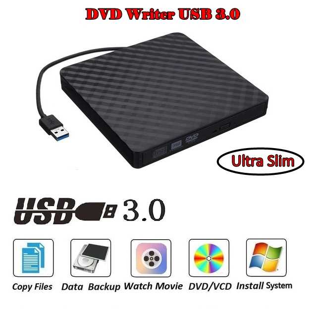 Jual DVD Writer External USB 3.0 Ultra Slim / CD DVD VCD Optical
