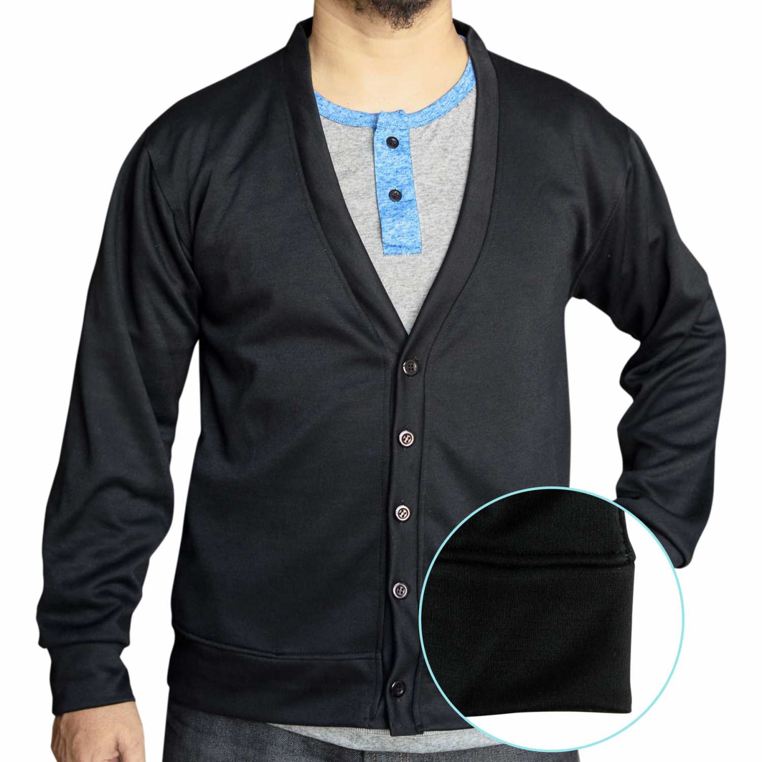 Jual Muscle Fit Cardigan Pria Polos - Hitam/Abu/Abu Muda/Biru