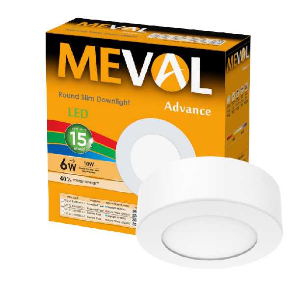 Jual Meval LED Slim Downlight Surface 4" 6W - Round | Jakmall.com