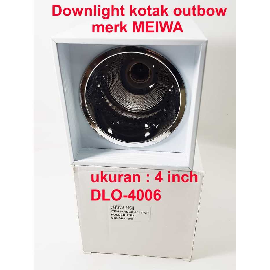 Jual Kap Rumah Lampu Downlight Outbow KOTAK E27 4 Inch PUTIH