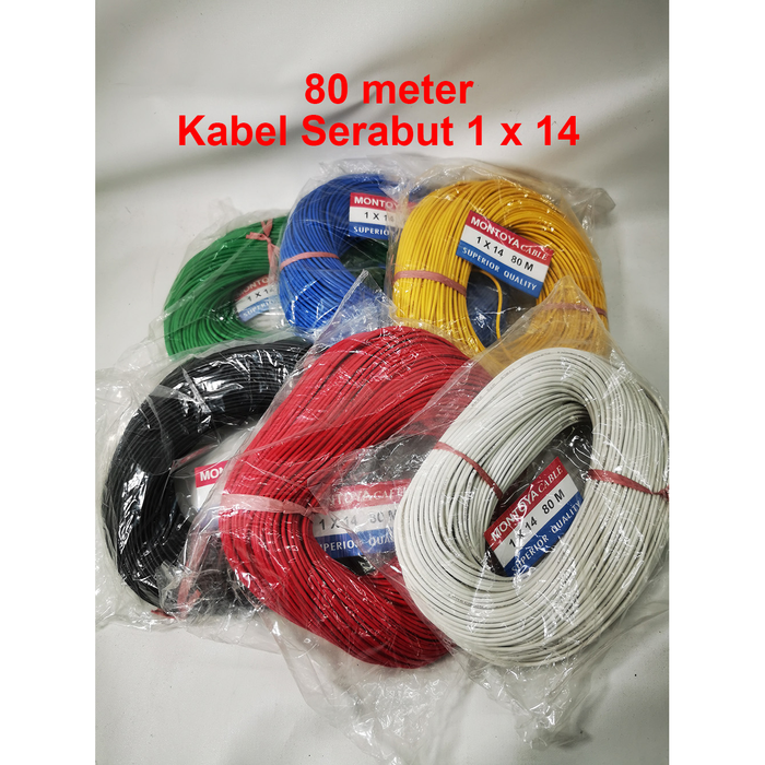 Jual Kabel listrik Tunggal Serabut 1 x 14 Montoya 80 mtr per roll