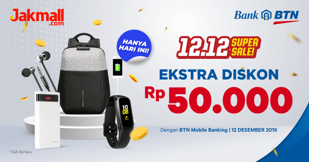 Promo Bank BTN 12.12 - Diskon Rp50RB | Super Shopping Sale #PastiUntung