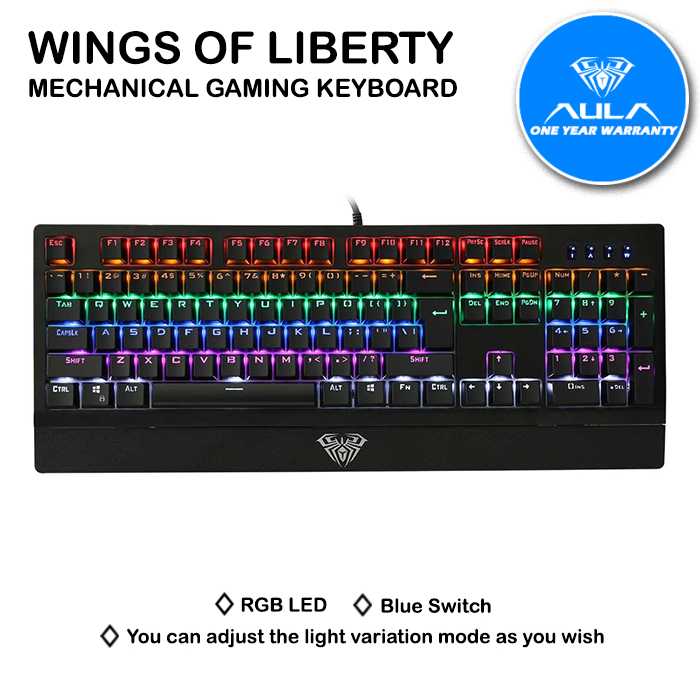 Jual Keyboard Mechanical AULA Wings Of Liberty 890S+RGB Keyboard