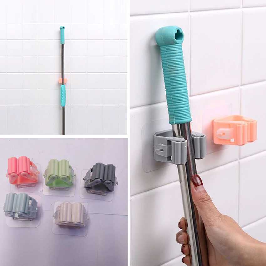 Jual Mop Clip Gantungan Sapu Tempel Holder Penjepit Gagang Pel
