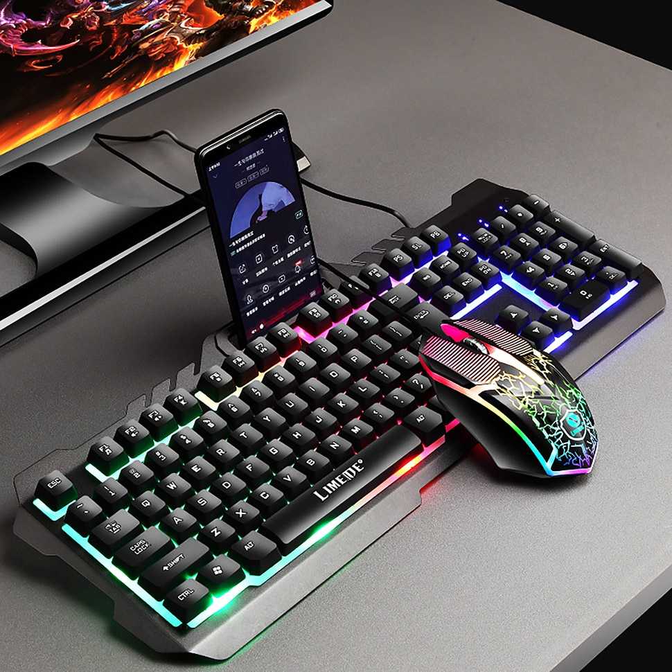 Jual LIMEIDE Combo Keyboard Gaming RGB with Mouse and Holder
