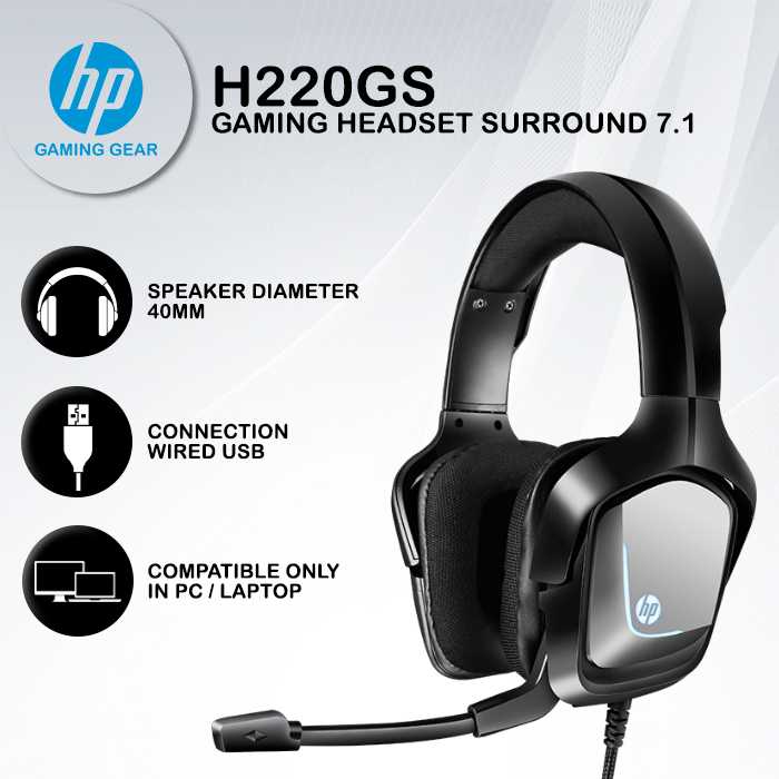 Jual Headset Gaming HP H220GS - The Real 7.1 Surround Blue LED