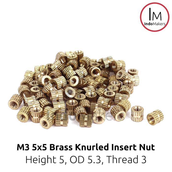 Jual M3 5x5 Brass Knurled Insert Nut Thread 3mm | Jakmall.com