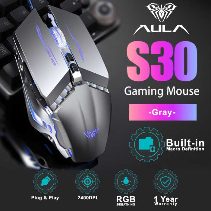 Jual Mouse Gaming AULA S30 – 2400DPI RGB Driver Macro Software
