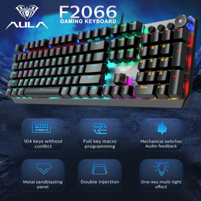 Jual Keyboard Gaming Multimedia Mechanical AULA SI-2066–RGB