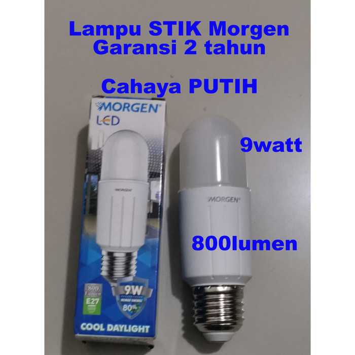 Jual Lampu LED STIK 9 watt Merk MORGEN Cahaya Putih Garansi 2