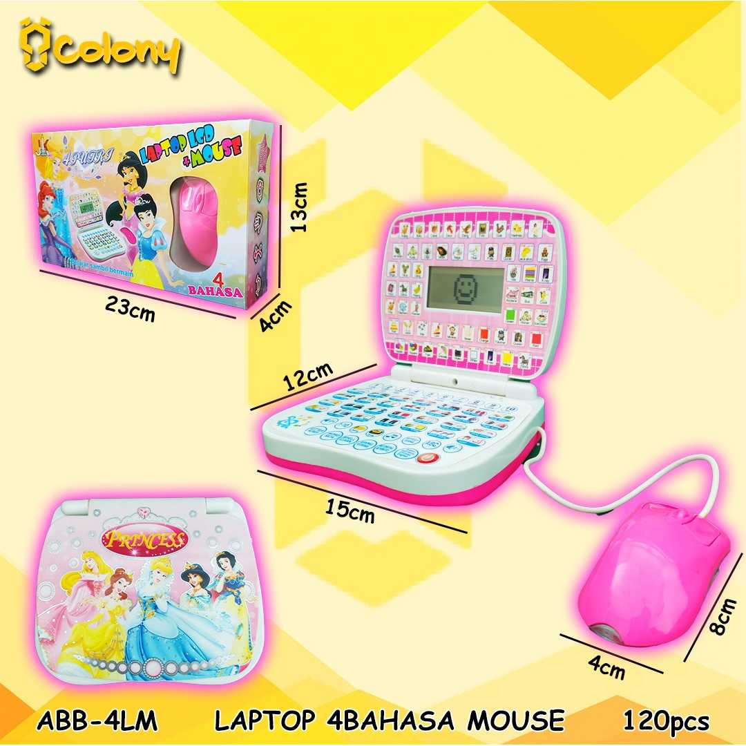 Jual MAINAN LAPTOP MINI KARAKTER 4 BAHASA + MOUSE NO.ABB-4LM