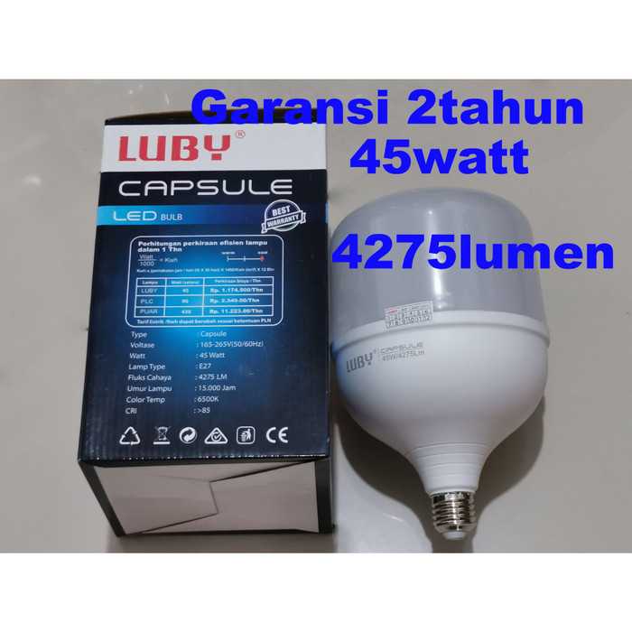 Jual Lampu LED CAPSULE 45 watt Merk LUBY Cahaya Putih Garansi 2