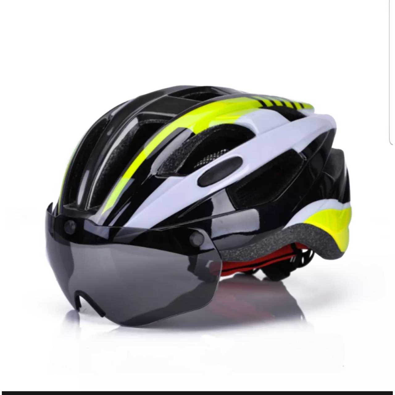 Jual Helm Sepeda Removable Visor + Safety Taillight - Green