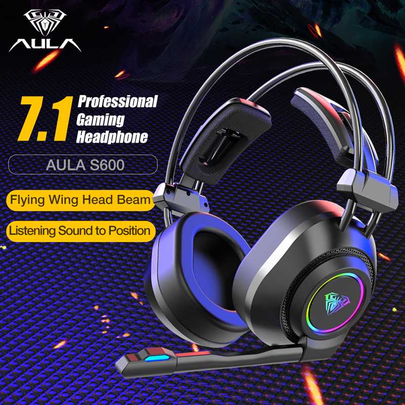 Jual Headset Gaming AULA S-600 USB Virtual 7.1 Surround Sound