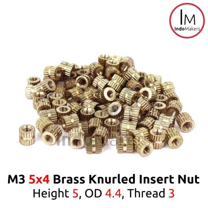 Jual M3 5x4 Brass Knurled Insert Nut Thread 3mm | Jakmall.com