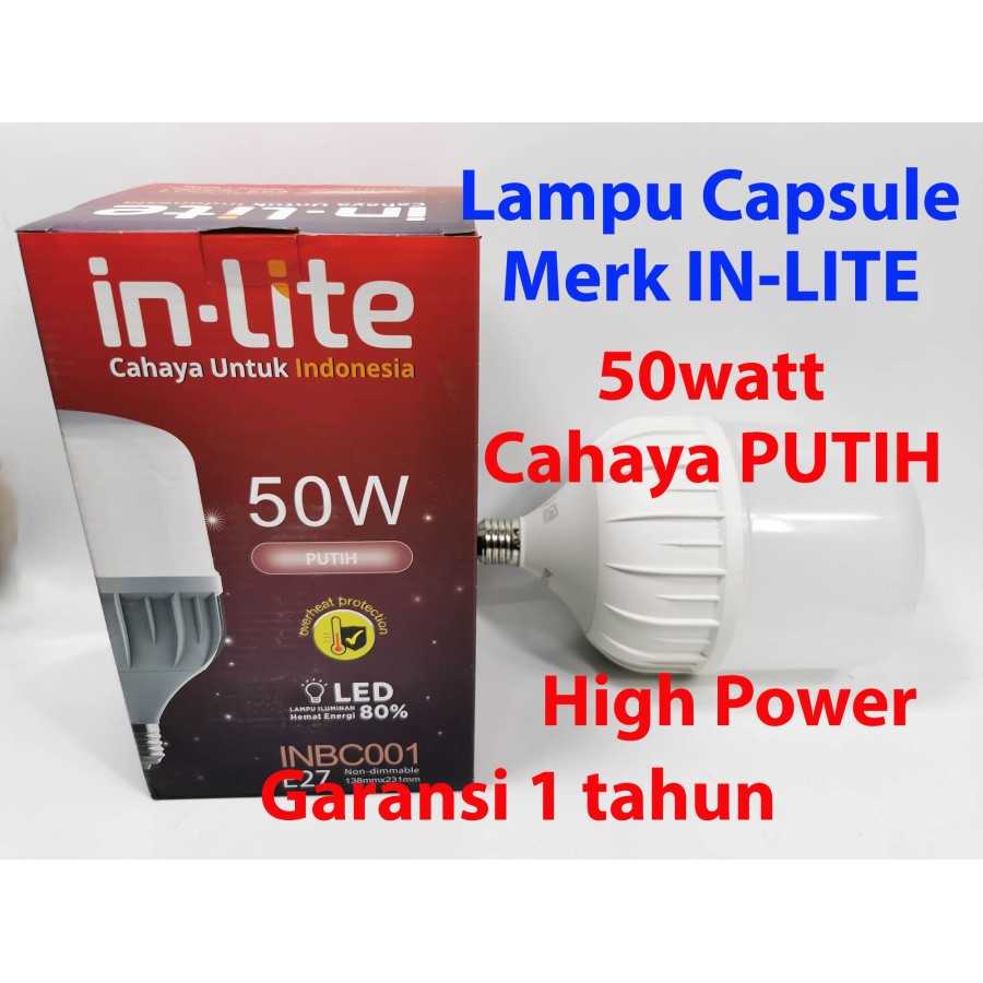 Jual cahaya putih lampu led capsule 50w merk in-lite inlite in
