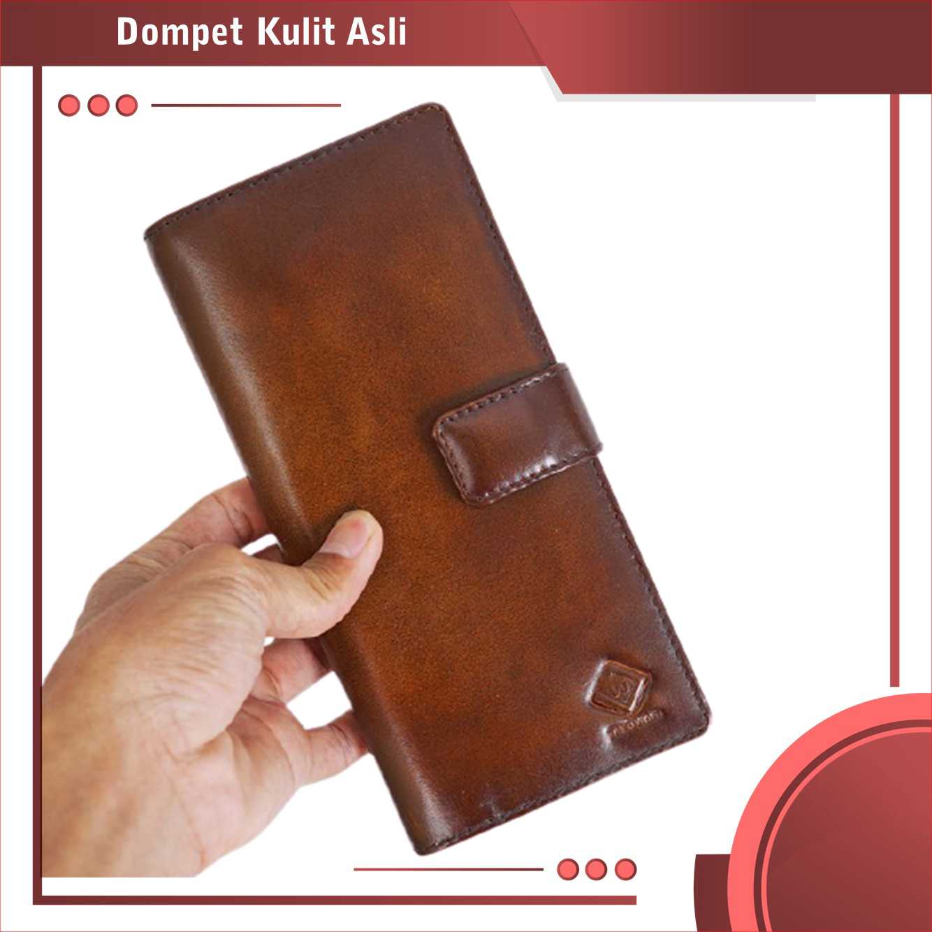 Jual Dompet Pria Kulit Sapi Asli Model Panjang 19 Slot Kartu