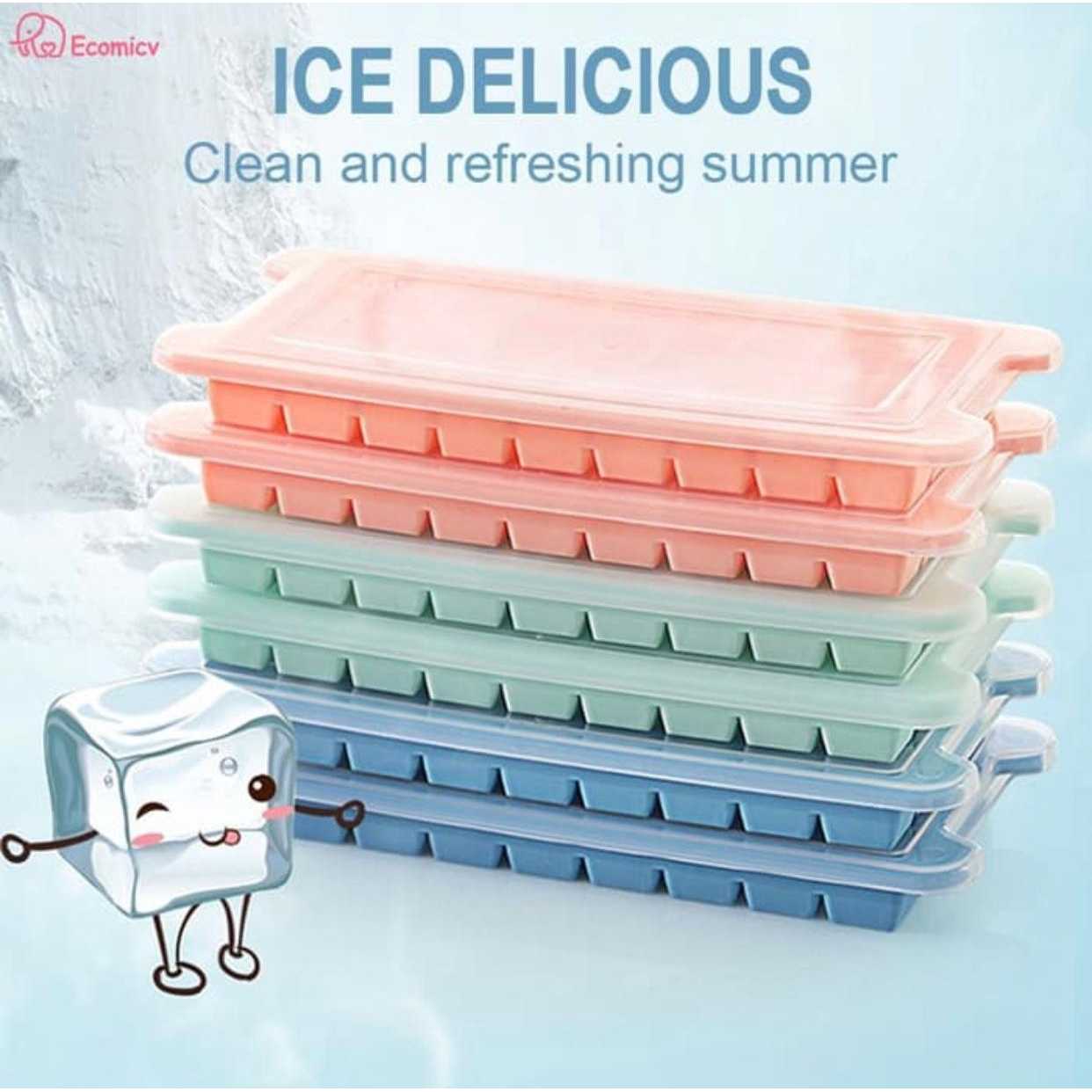 Jual Cetakan Es Batu + Penutup 24 Kotak Ice Cube Tray | Jakmall.com