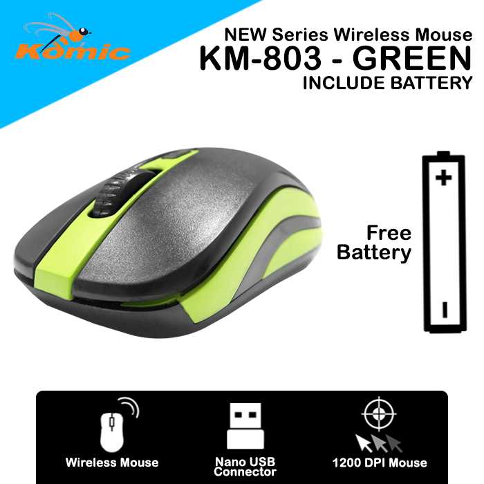 Jual Mouse Wireless Komic KM-803 - 1200DPI Nano USB Free Battery