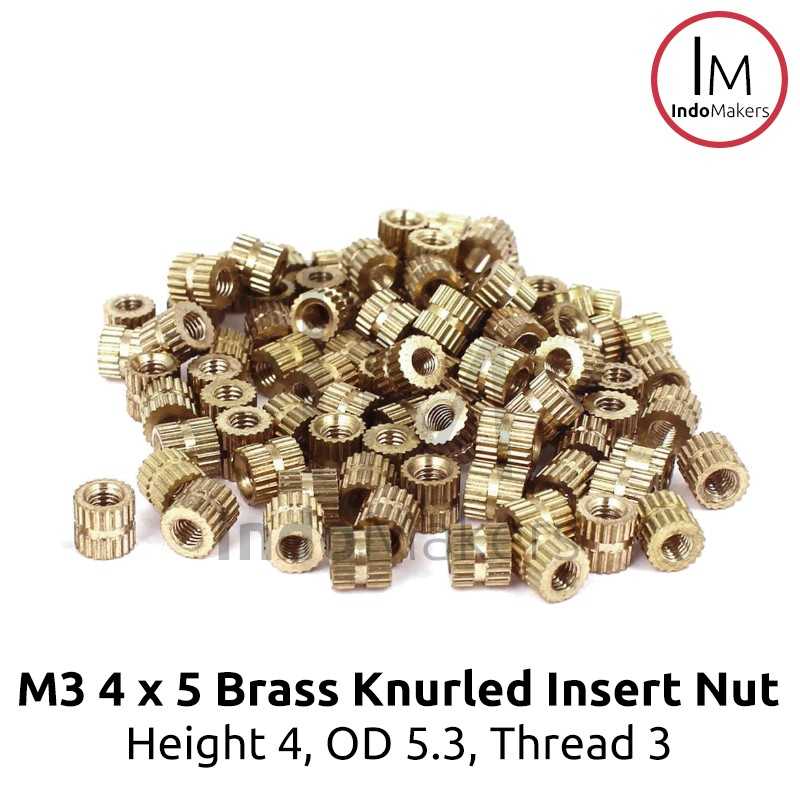 Jual M3 4x5 Brass Knurled Insert Nut Thread 3mm | Jakmall.com