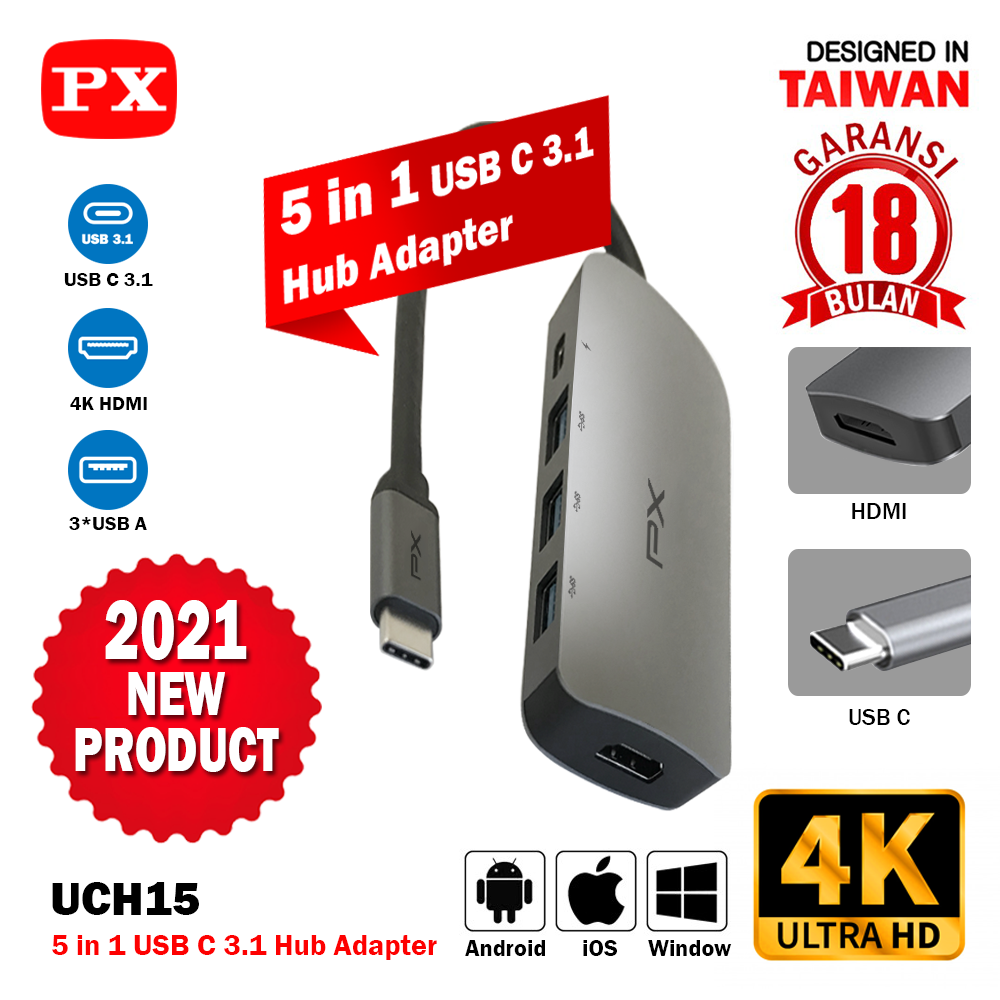 Jual Converter Hub Adapter 5 in 1 4K USB Type C 3.1 USB HDMI PX