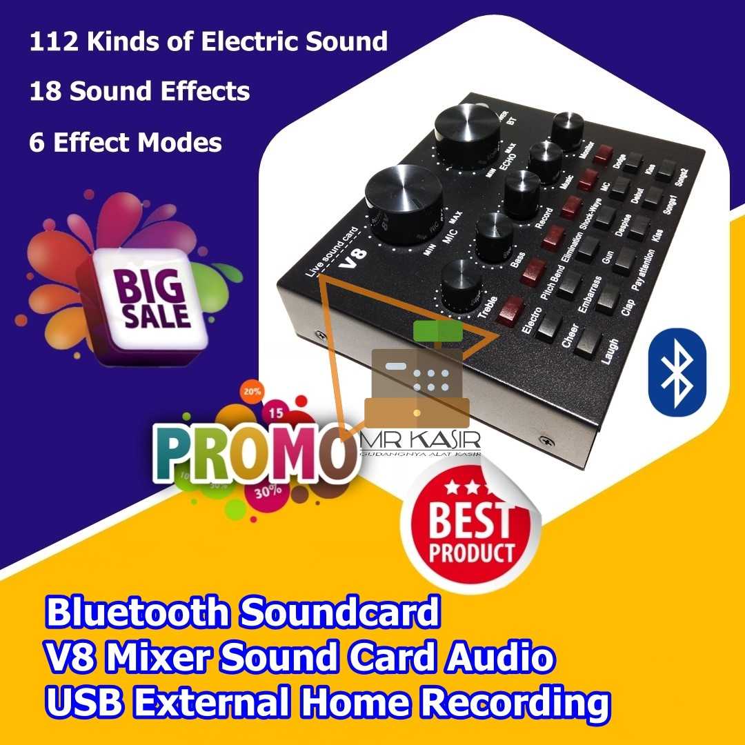 Jual Soundcard V8 Mixer Sound Card Audio Bluetooth USB External