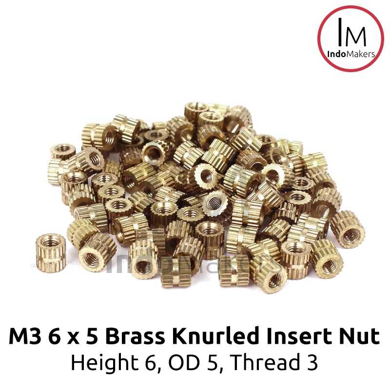 Jual M3 6x5 Brass Knurled Insert Nut Thread 3mm | Jakmall.com