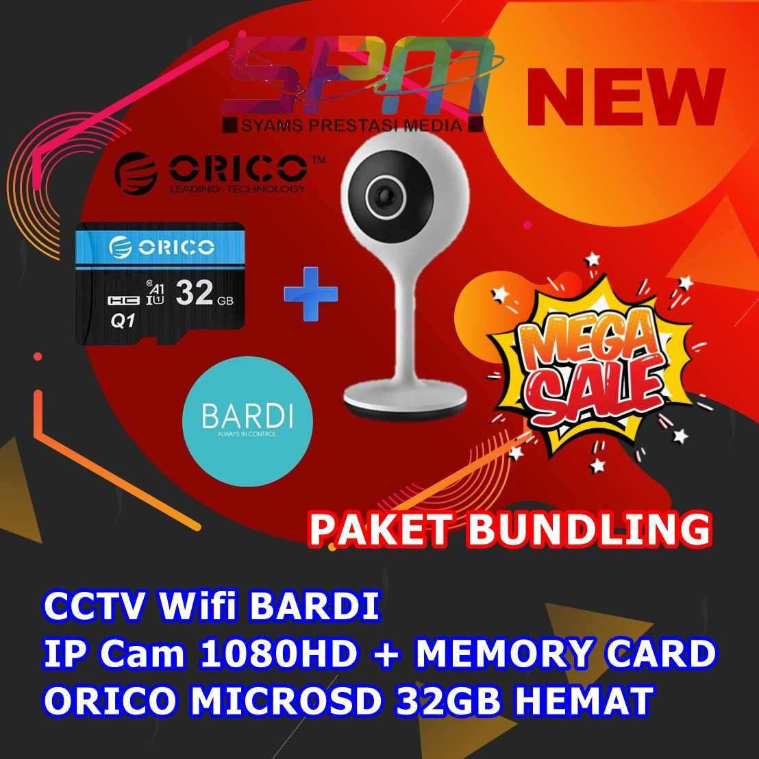 Jual CCTV Wifi BARDI IP Cam 1080HD + MEMORY CARD ORICO MICROSD