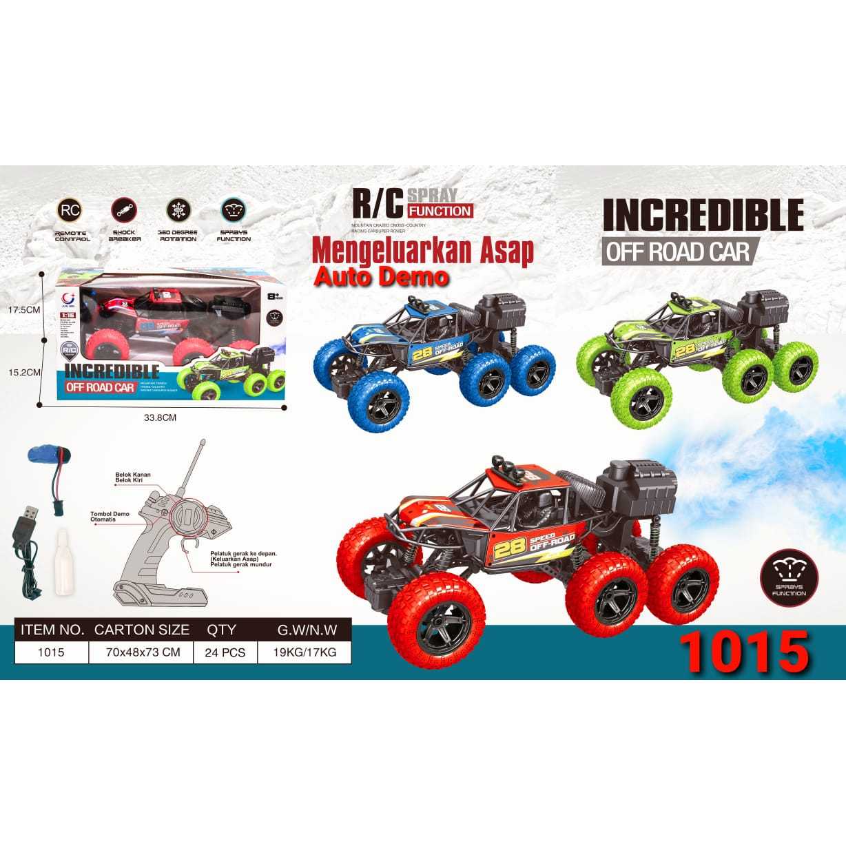 Jual MAINAN MOBIL RC INCREDIBLE OFF ROAD CAR 6 RODA BISA KELUAR