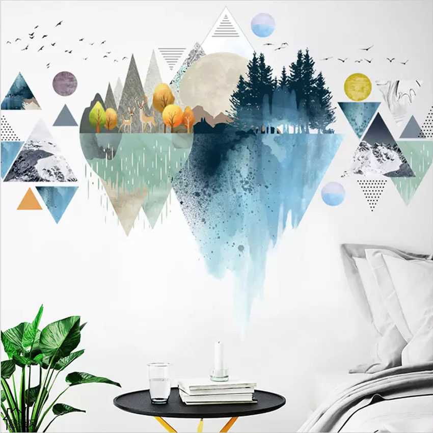 Jual Wall Sticker Nordic Geometric Stiker Dinding Gunung Es
