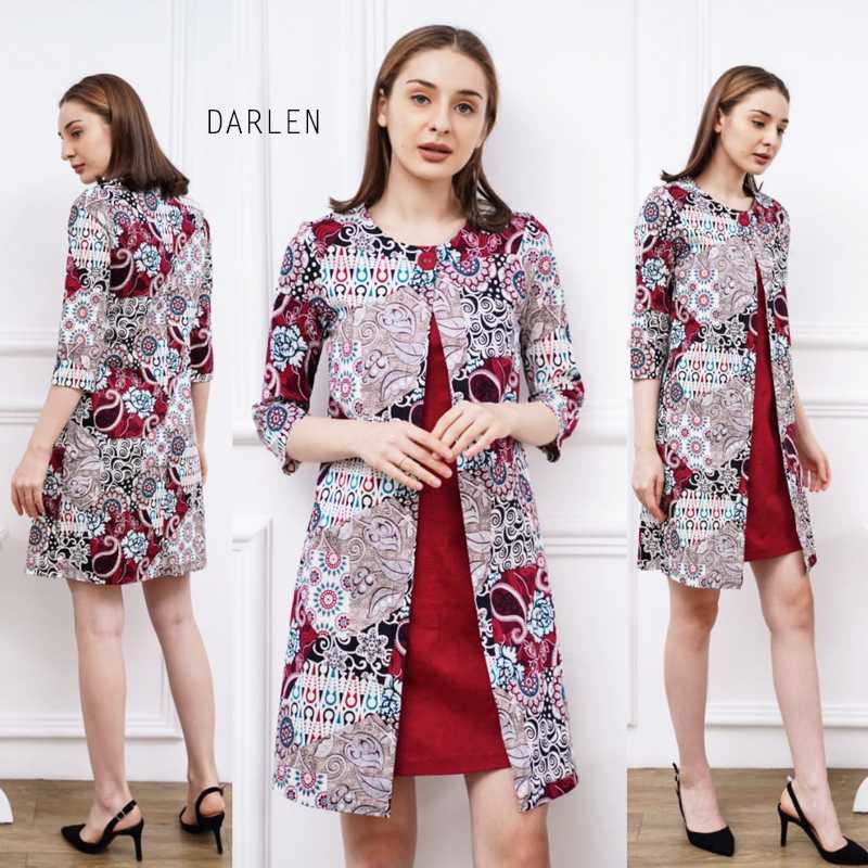 Jual Darlen Dress Jumbo - Dress Batik Jumbo Wanita Terusan Wanita