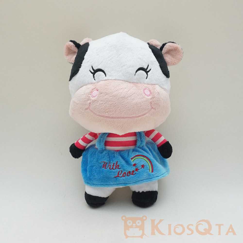 Jual boneka sapi lucu rok overall biru medium | Jakmall.com