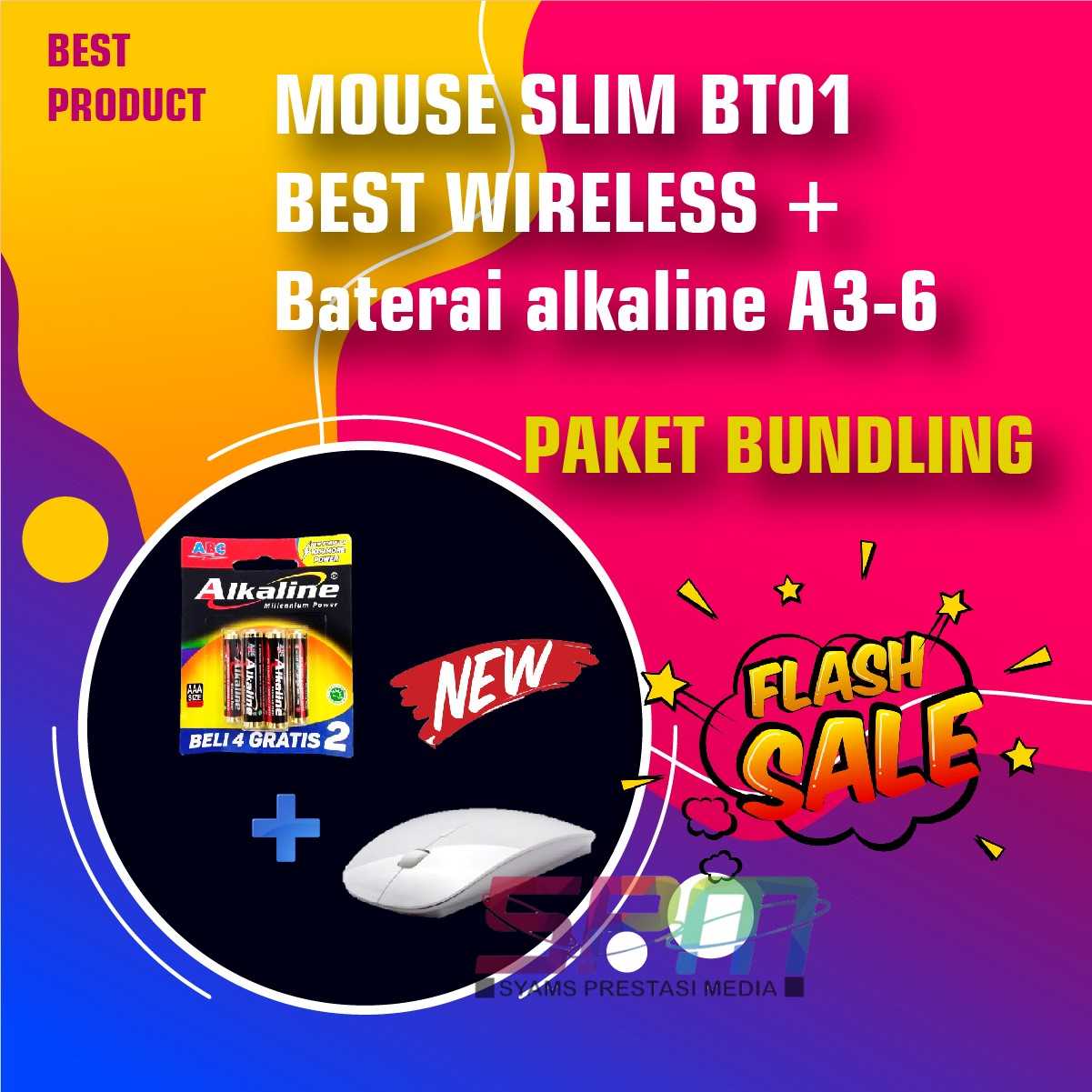 Jual Mouse wireless Slim Elegant BT01 2.4ghz + Baterai Alkaline