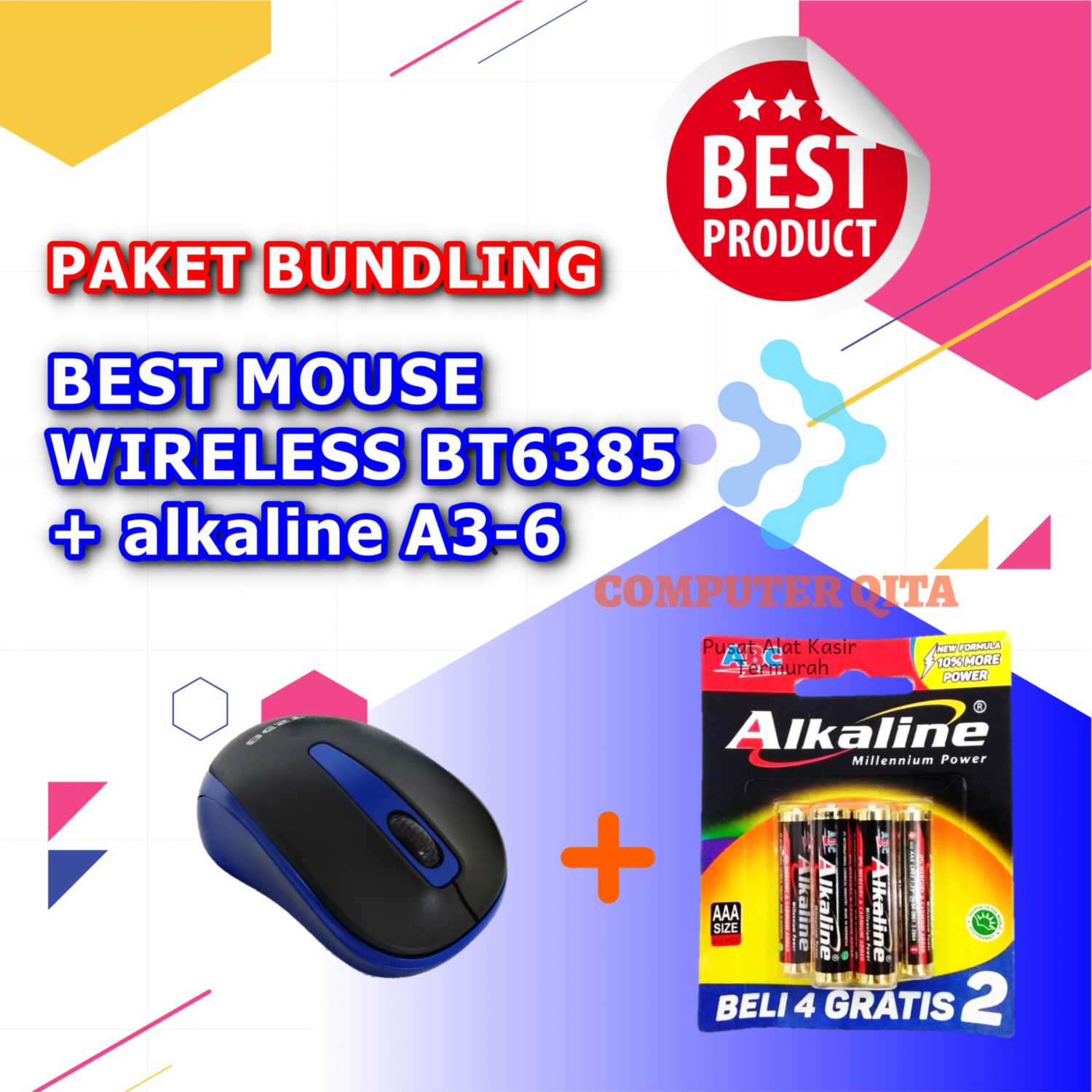 Jual BEST MOUSE WIRELESS BT6385 / BT-6385 + Baterai Alkaline A3
