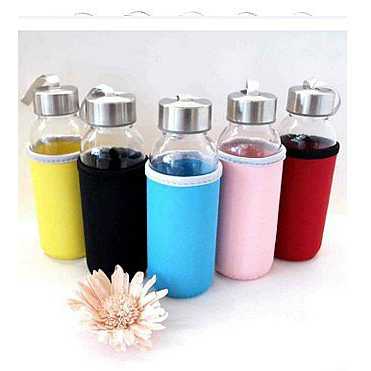 Jual Botol Kaca Pouch Warna Polos 300 ml Sport Water Bottle