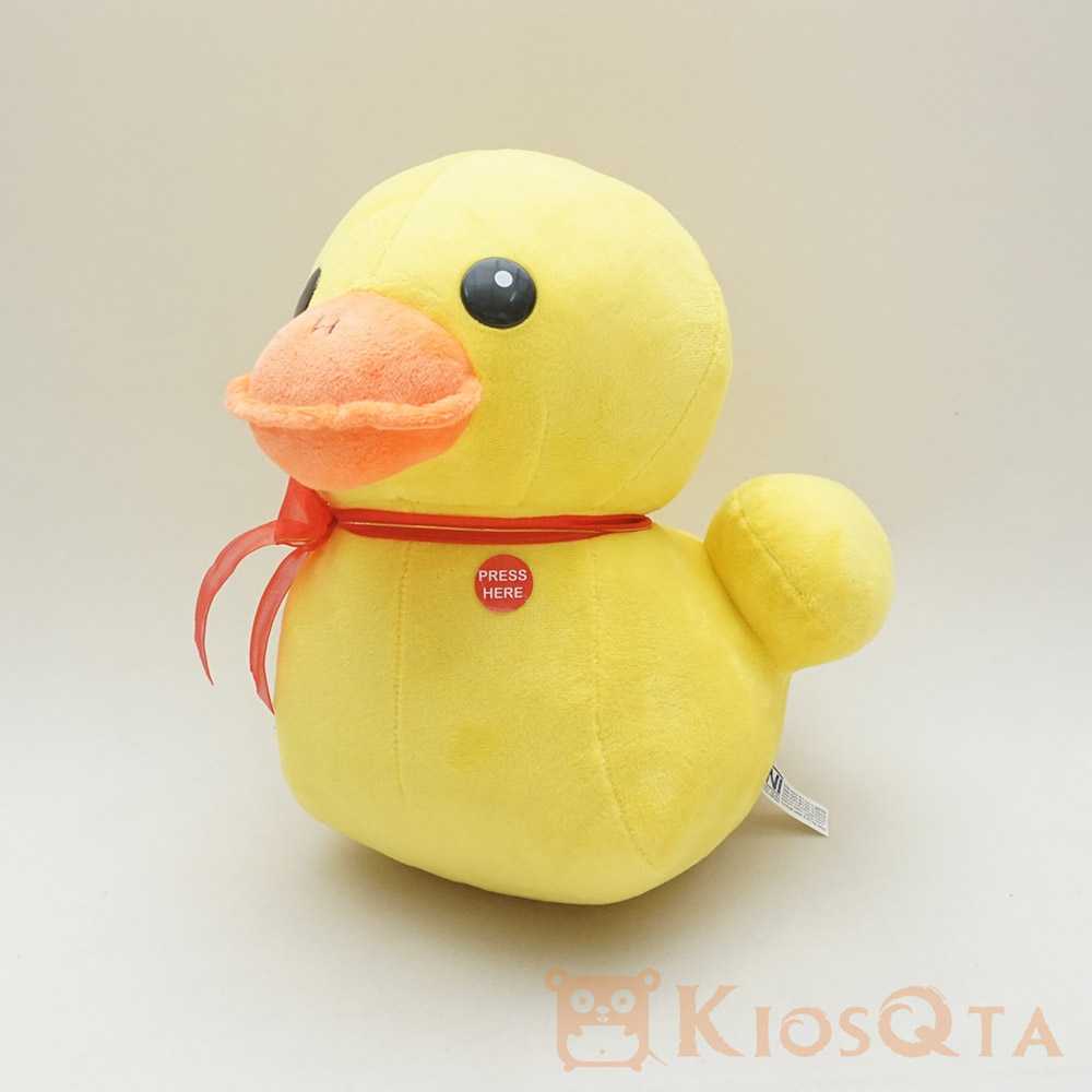 Jual boneka bebek kuning yellow duck pita merah bisa bersuara