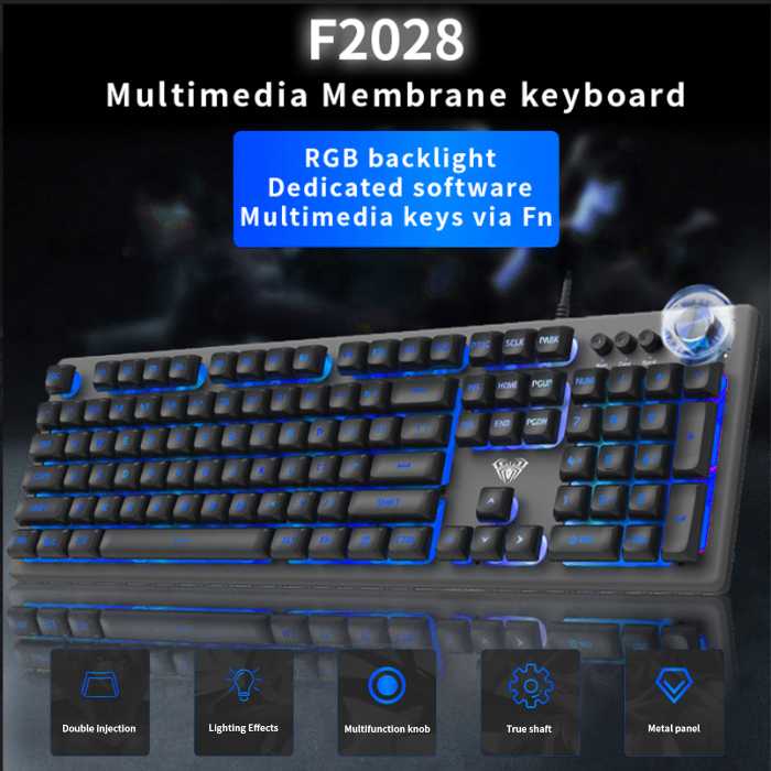 Jual Keyboard Gaming Multimedia Membrane AULA F2028 – RGB