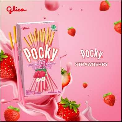 Jual Glico Pocky Strawberry Pink 22 Gr Harga SATUAN Biskuit ORI