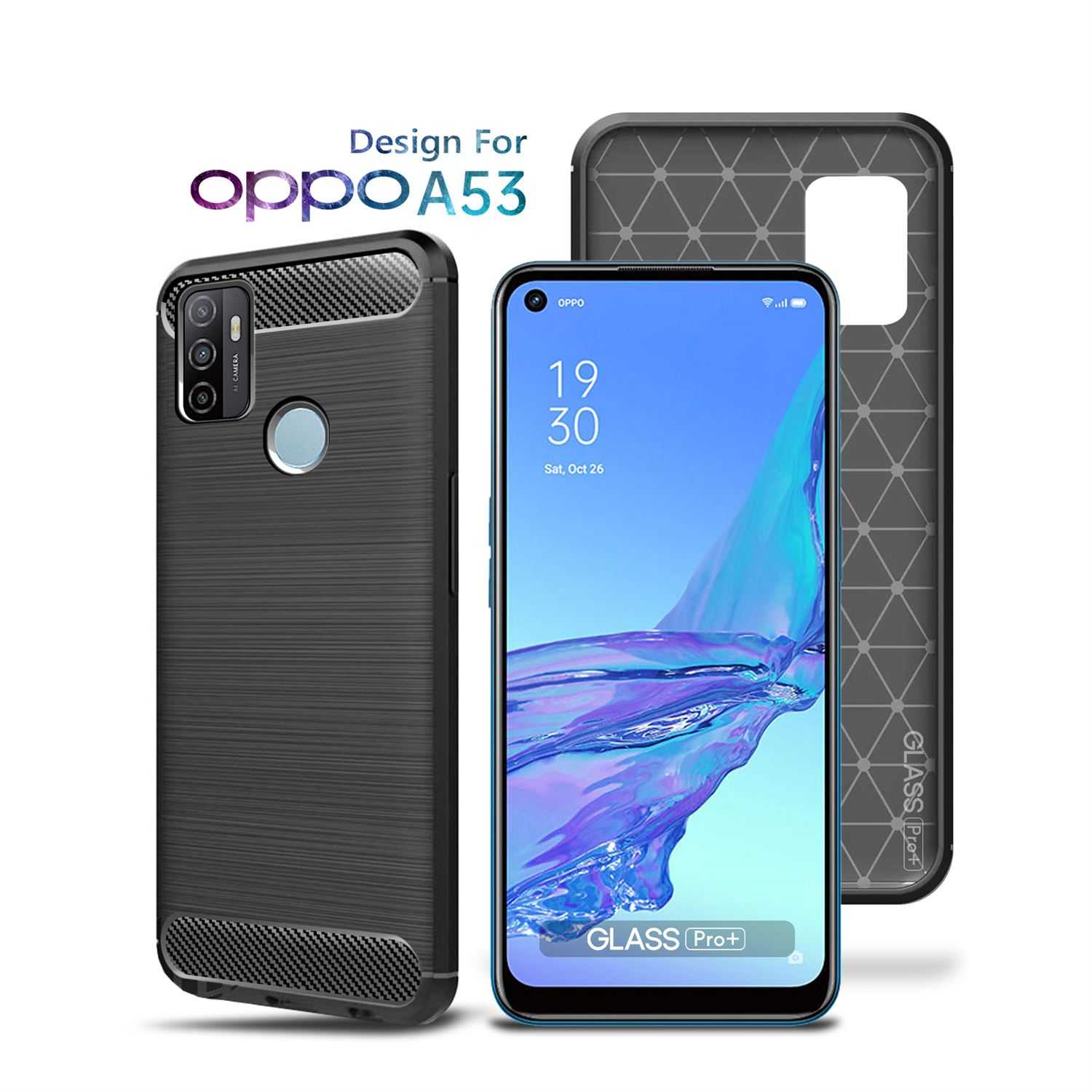 Jual Premium Carbon Case Oppo A53 2020 Black - Soft Case Glass