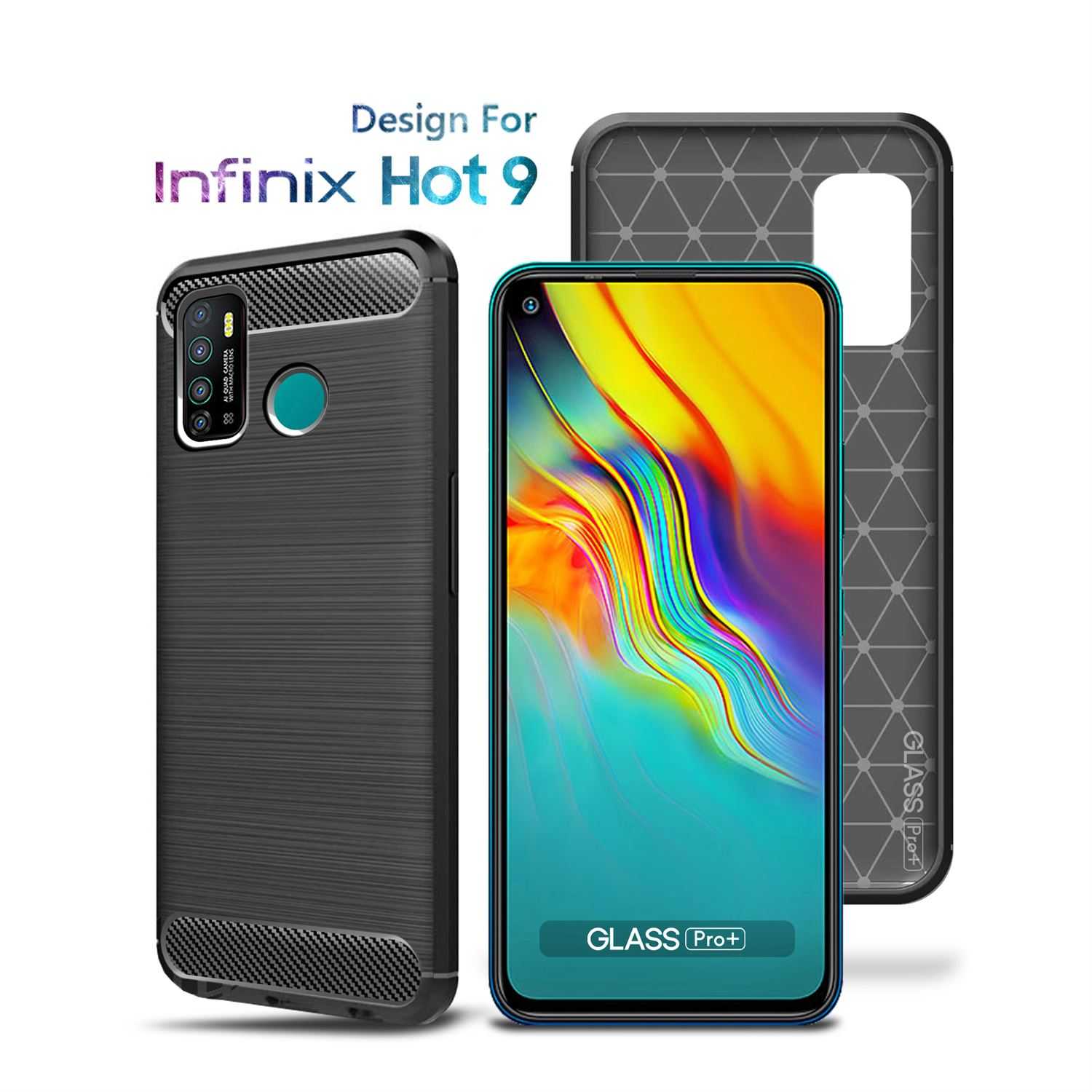 Jual Premium Carbon Case Infinix Hot 9 Black - Soft Case Glass