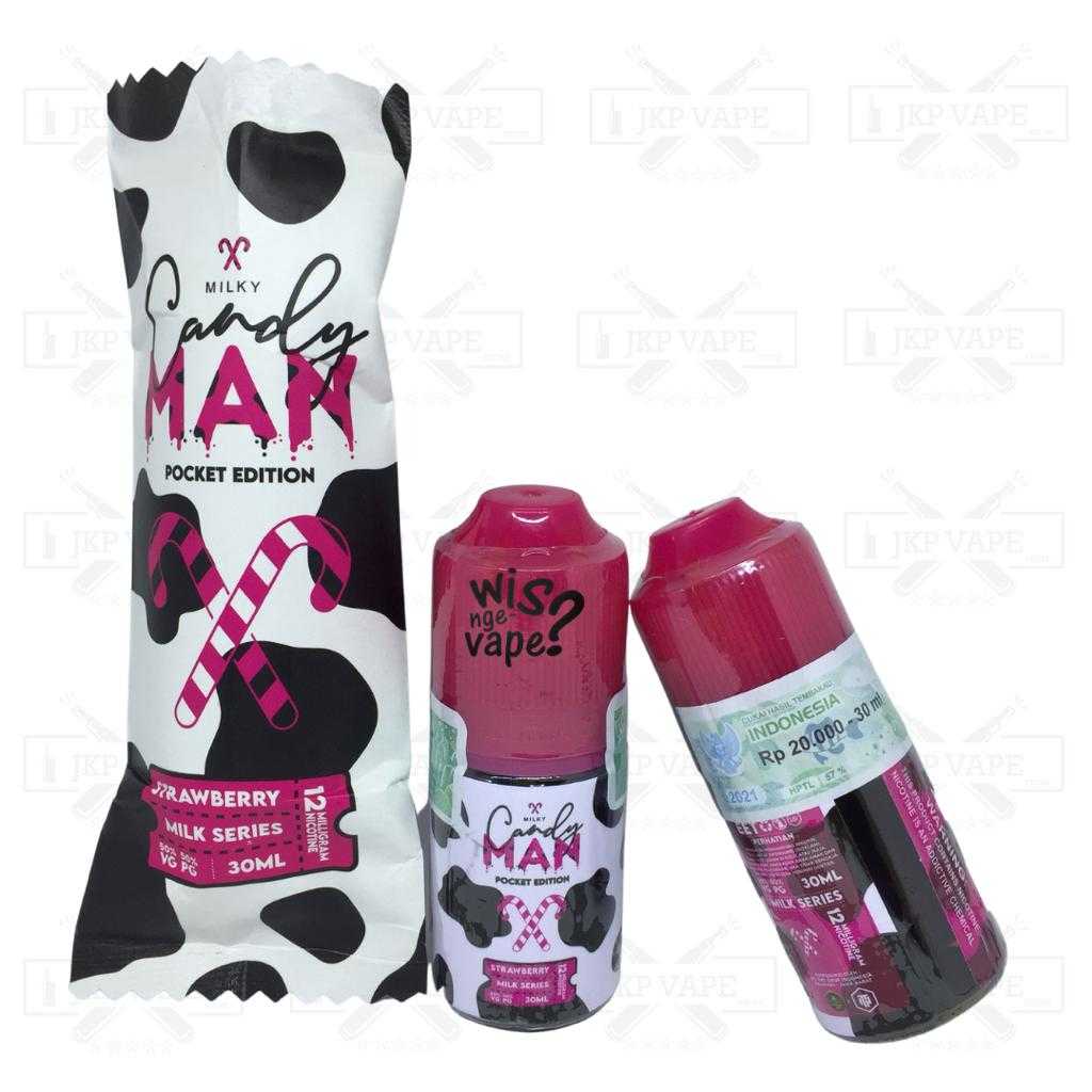 Jual Candyman Milk Series Strawberry Milk 30ML - Liquid Vape Salt