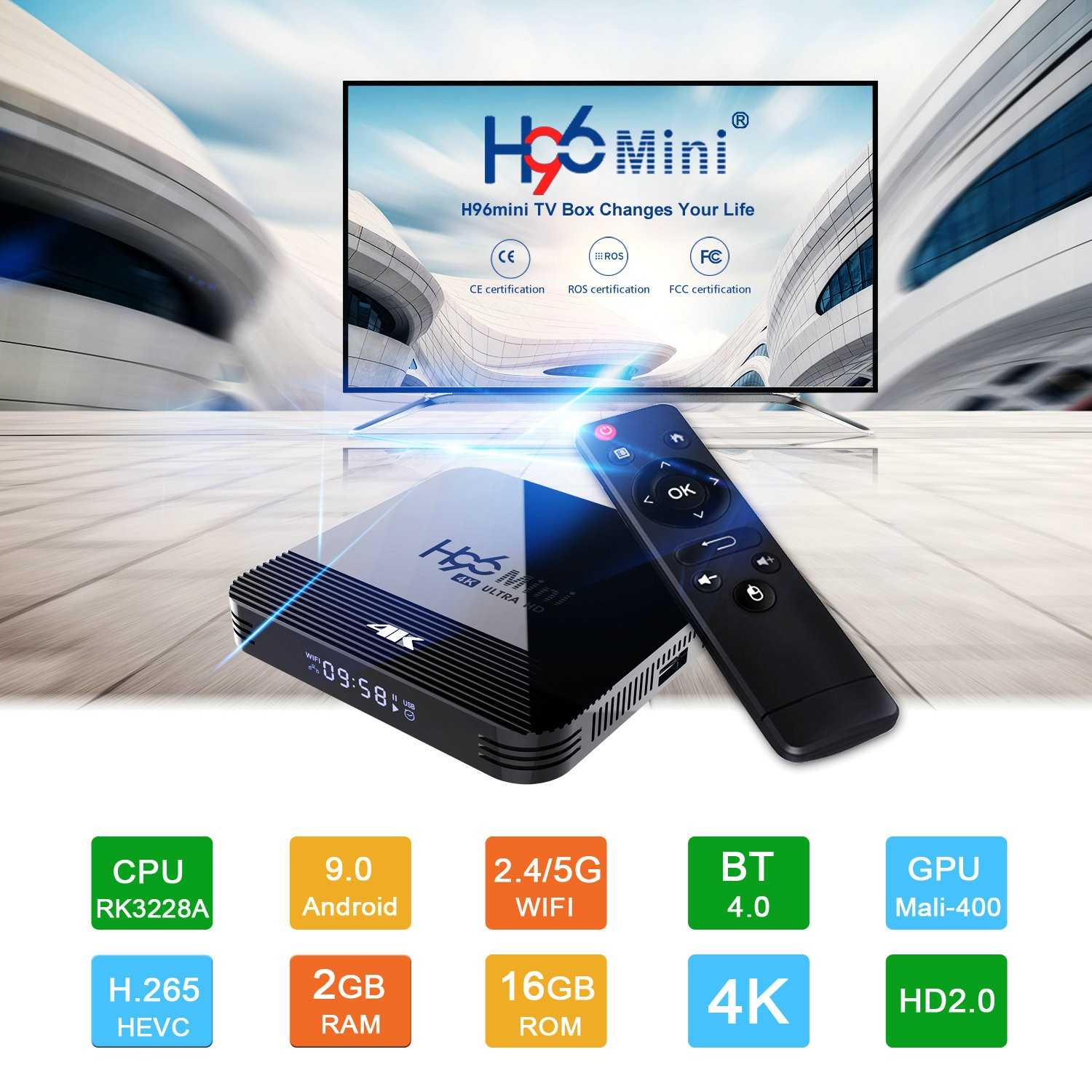 Jual H96 MINI H8 - Android 9.0 Smart TV Box 4K Display - RAM 2GB