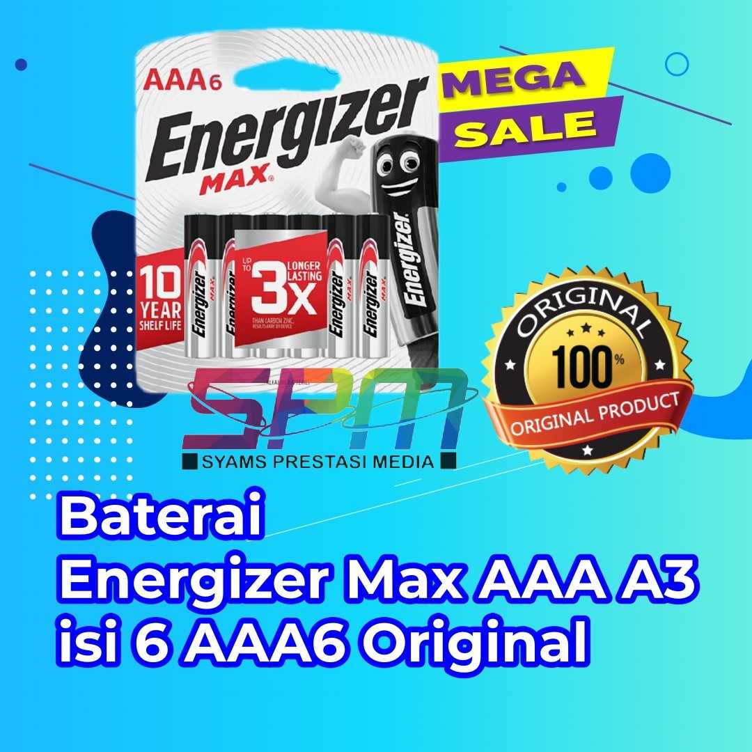 Jual Baterai Battery Batere Energizer Max AAA A3 isi 6 AAA6