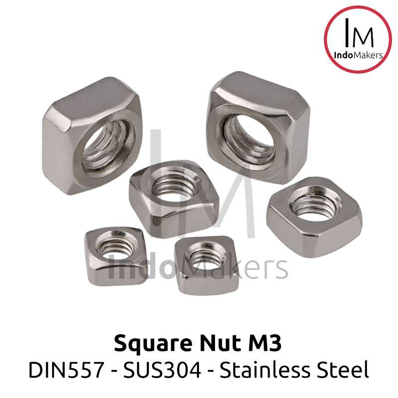 Jual DIN557 Square Nut / Mur Kotak Stainless Steel SUS304 M3
